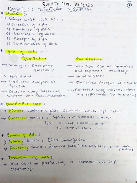 Quantitative Analysis Notes Pdf
