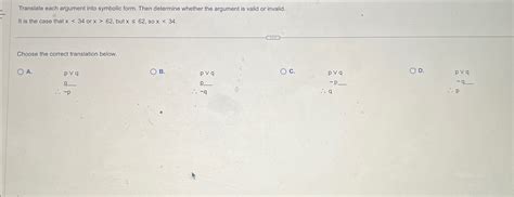 Solved Translate Each Argument Into Symbolic Form Then