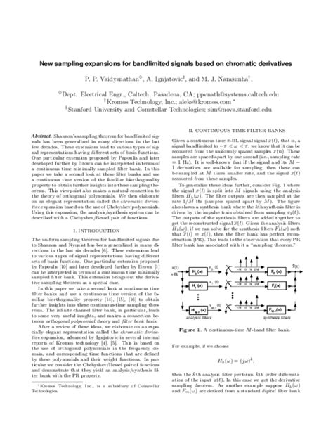 Pdf New Sampling Expansions For Bandlimited Signals Based On Chromatic Derivatives