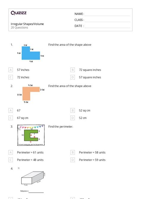Printable Irregular Shapes Volume
