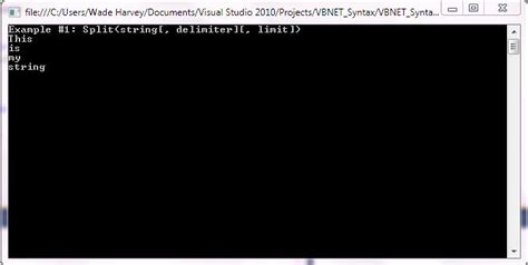 Vbnet Split Code Sample