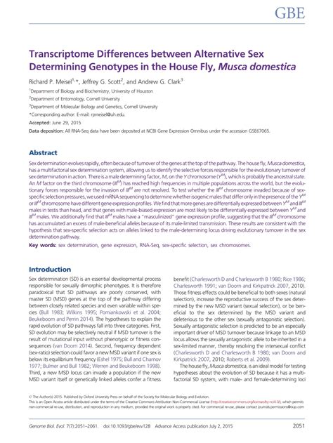 Pdf Transcriptome Differences Between Alternative Sex Determining