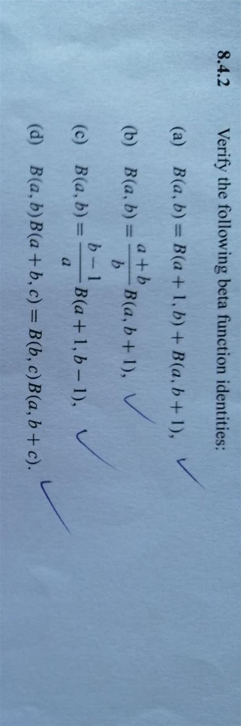 Solved 842 Verify The Following Beta Function Identities