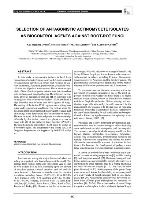 Pdf Selection Of Antagonistic Actinomycete Isolates As Biocontrol Agents Against Root Rot