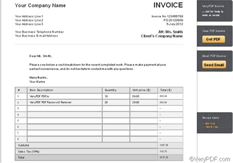 Pdf Invoice Creator ：free Verypdf Knowledge Base