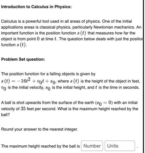 SOLVED Introduction To Calculus In Physics Calculus Is A Powerful Tool Used In All Areas Of