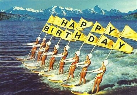 Water Ski Birthday Happy Birthday Vintage Happy Birthday Typography