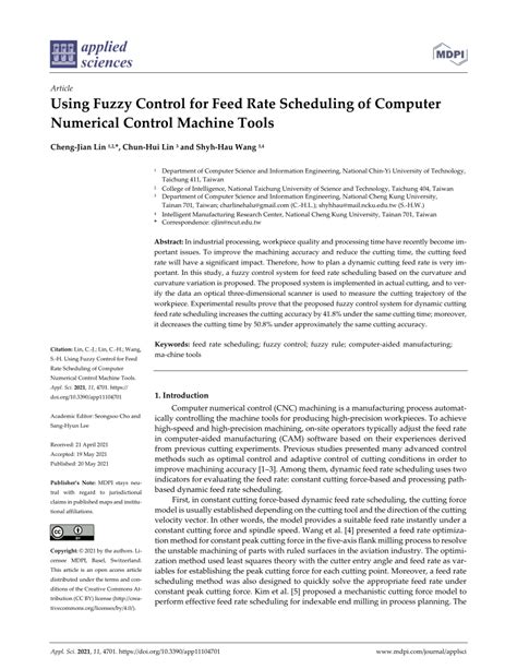 pdf using fuzzy control for feed rate scheduling of computer