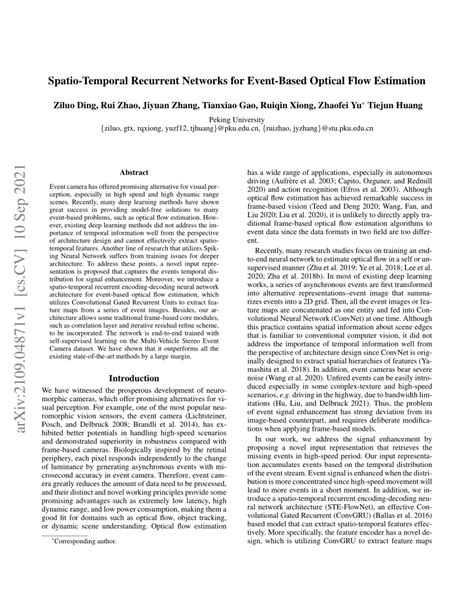 Pdf Spatio Temporal Recurrent Networks For Event Based Optical Flow
