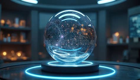 Illustration Of Futuristic Physics Lab With Interactive Digital Models