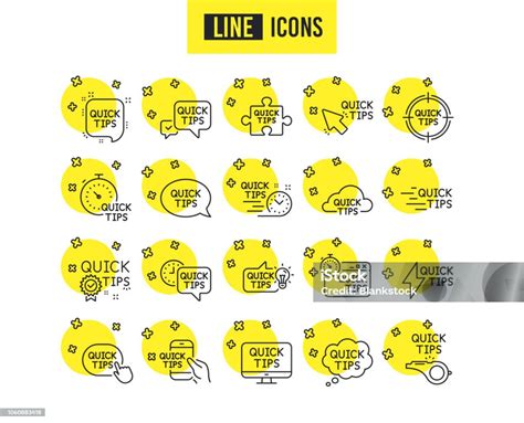 빠른 팁 라인 아이콘입니다 도움이 트릭의 설정 솔루션 및 퀵 스타트 가이드 벡터 고급에 대한 스톡 벡터 아트 및 기타 이미지 고급 교육 기포 Istock