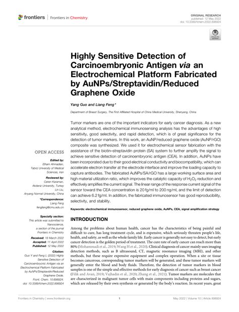 Pdf Highly Sensitive Detection Of Carcinoembryonic Antigen Via An