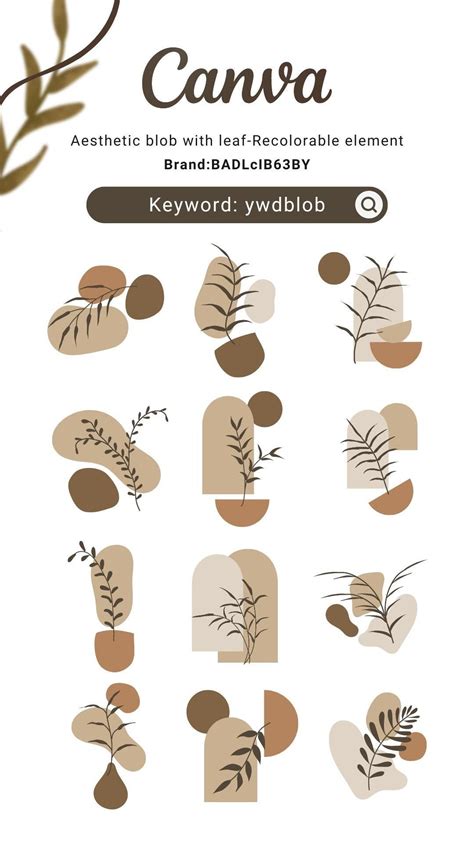 Aesthetic Blob With Leaf Canva Element Keywords Keywords Ywdblob Unicorn Tem Elemen Seni