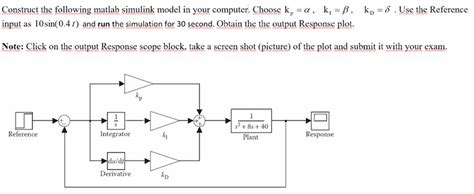 Solved Construct The Following Matlab Simulink Model In Your