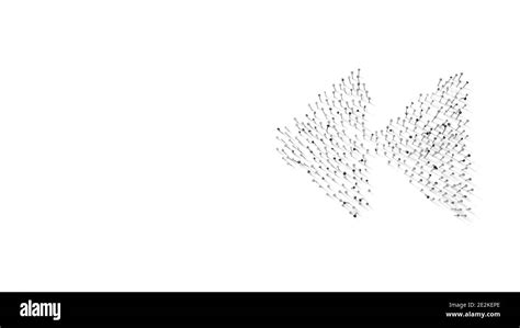 3d Rendering Symbol Of Double Fast Backward Left Triangle Rounded Arrows Wrapped In Gold Thermal