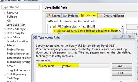 Maven Eclipse Gives Warning On Access Restriction For Jfxrtjar Classes Stack Overflow