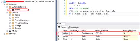 Not Able To Find Master Database Under Azure Sql Server Dw Stack Overflow