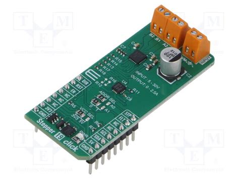 stepper 19 click mikroe click board prototype board comp drv8424 3 3vdc 5vdc mikroe 6034