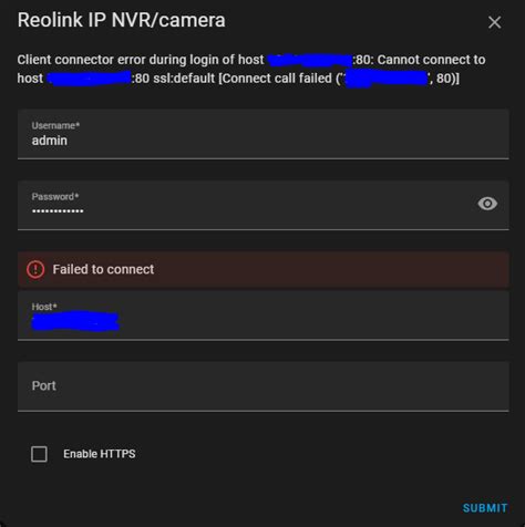 Reolink Ip Nvrcamera Client Connector Error During Login Of Host