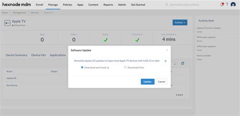 how to enforce software updates on apple tv hexnode help center