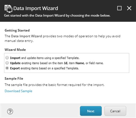 data importer add ability to export items for offline modification · issue 1153