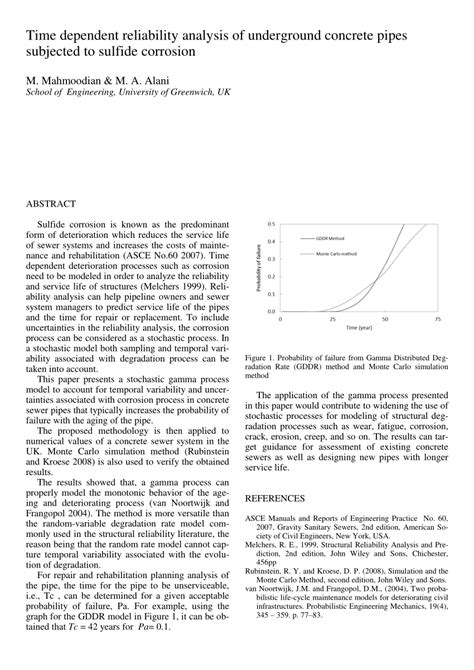 Pdf Time Dependent Reliability Analysis Of Underground Concrete Pipes Subjected To Sulphide