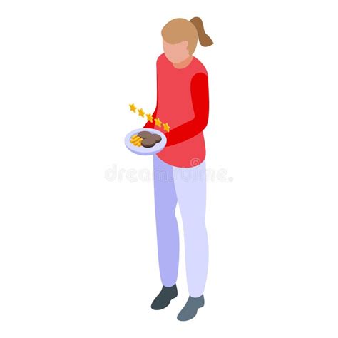 Girl Food Critic Icon Isometric Vector Safety Restaurant Stock