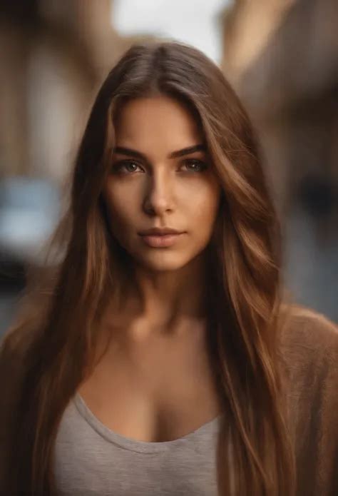 Natural Photography Of A Girl Wearing A Loose Crop Top Leaning Over Long Straight Light Brown