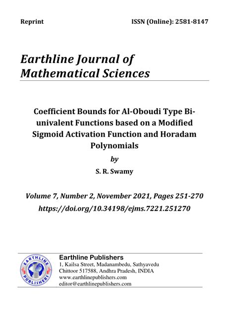 Pdf Coefficient Bounds For Al Oboudi Type Bi Univalent Functions Based On A Modified Sigmoid