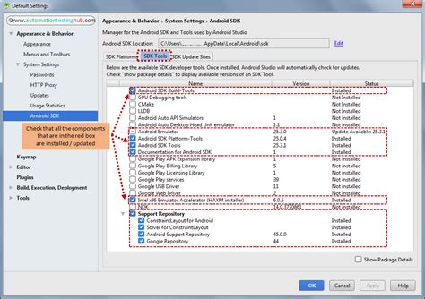 Update Install Components In Sdk Tools Tab Automationtestinghub
