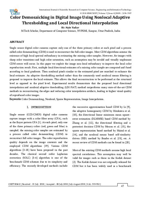 Pdf Color Demosaicking In Digital Image Using Nonlocal Adaptive