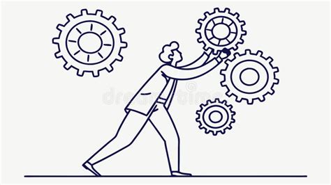 Man Pushing Gears Teamwork And Progress Vector Art Vector Design Generative Ai Stock Vector