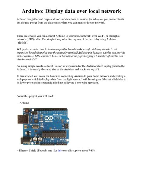 arduino display data over local network pdf arduino web server