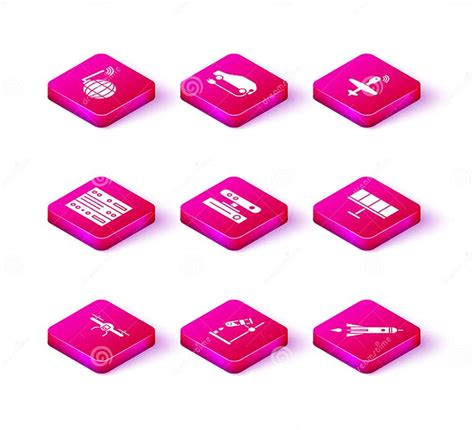 Set Drone Flying Test Tube Flask Fire Server Data Web Hosting Motion Sensor Rocket Ship