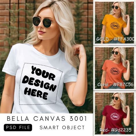 Smart Object T Shirt Mockup Psd Mockup File T Shirt Mockup Womans Bella Canva 3001 T Shirt