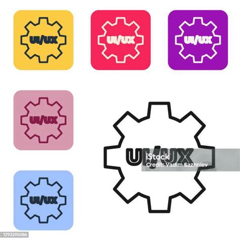 흰색 배경에 격리된 블랙 라인 Ui 또는 Ux 디자인 아이콘입니다 색상 정사각형 단추로 아이콘을 설정합니다 벡터 Crash