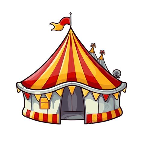 Cartoon Circus Tent With Flag With Yellow And Red Stripes Vector