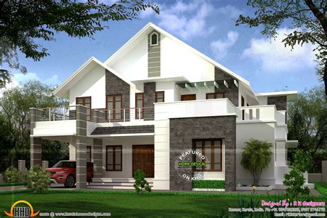 2873 Square Feet Sloped Roof Villa Kerala Home Design And Floor Plans