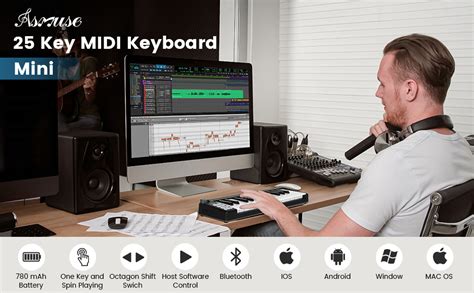 Asmuse 25 Key Usb Midi Keyboard Bluetooth Sensitive Keys