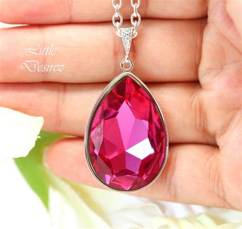 Sterling Red Crystal Necklace Bridal Princess Locket Chic Pearl And Crystal Necklace Elegant Women