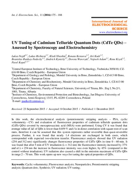 Pdf Uv Tuning Of Cadmium Telluride Quantum Dots Cdte Qds Assessed