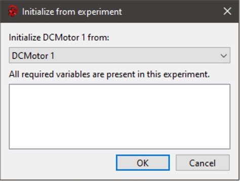 Simulation Center—initialize From Experiment