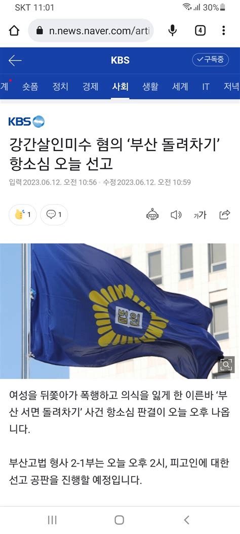 강간살인미수 혐의 ‘부산 돌려차기 항소심 오늘 선고 유머 움짤 이슈 에펨코리아