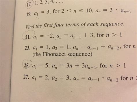 solved find the first four terms of each sequence a 1 2