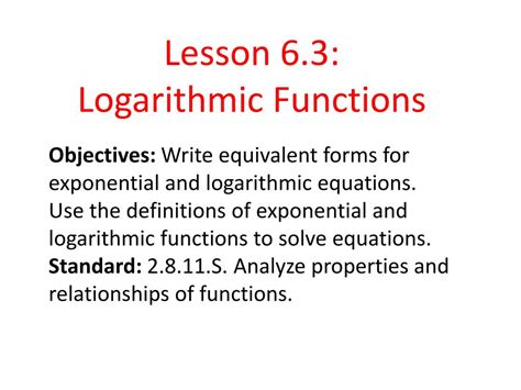 PPT Lesson Logarithmic Functions PowerPoint Presentation Free Download ID