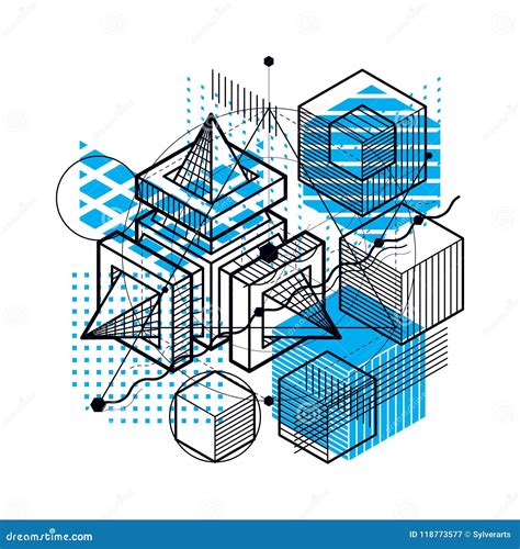 Abstract 3d Shapes Composition Vector Isometric Background Com Stock Vector Illustration Of