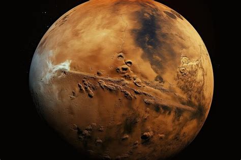 Premium Ai Image Mars Against A Pitch Black Background This Image39s Components Were Provided