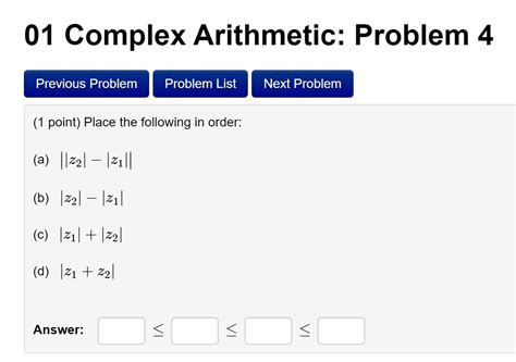 Solved 01 Complex Arithmetic Problem 4 Previous Problem
