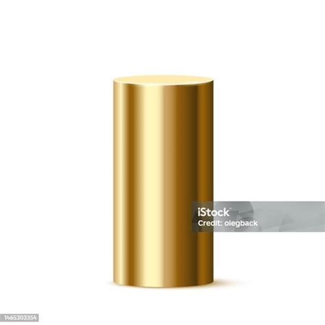 황금 실린더 연단 벡터 삽화 상을 위한 금 플랫폼 무대에서 3d 현실적인 받침대 파이프 전시회에서 제품 전시를 위한 둥근 기둥 스탠드 원기둥에 대한 스톡 벡터 아트 및 기타