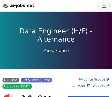 [hiring] data engineer h f alternance in paris france r ai ml jobs